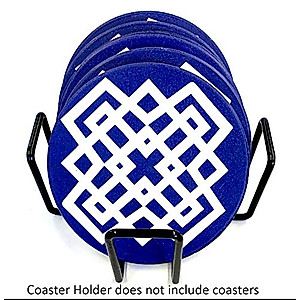 4.5 Inch Premium Black Iron Metal Coaster Holder for Both Round and Square Coasters New Modern Design. Stronger, Thicker Construction Holds Up to 7 Coasters (1)