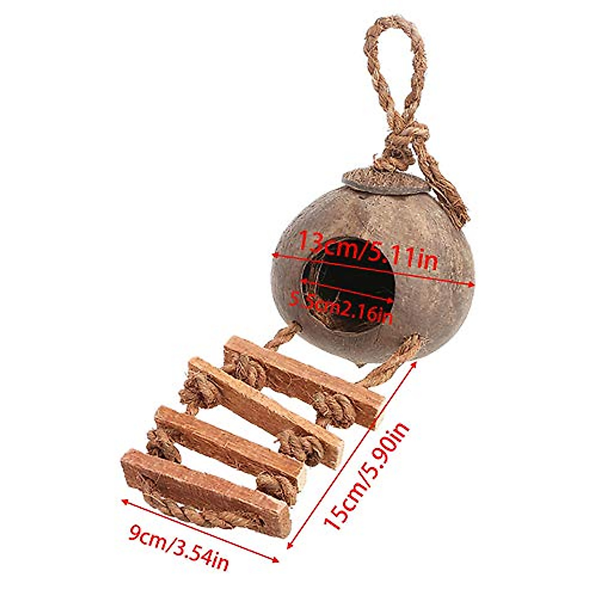 Bird Nest for Parakeets Naturals Coco Parrot Breeding Box Lovebird House Cage Play Hanging Toy with Ladder for Budgies Parakeet Cockatiels Conure Canary Finch Pigeon