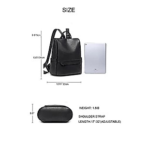 Shaelyka Water-resistant Women Backpack Purse, Leather Anti-theft Medium Shoulder Bag, Black