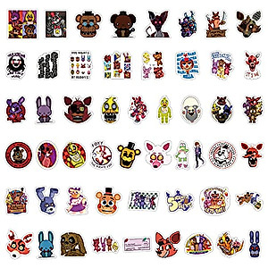 8 pcs Cake Toppers Gift for Kids, Freddy Five Nights Toys Cake Decorating, 2.3" - 3" with 50 PCS Waterproof Stickers for Party