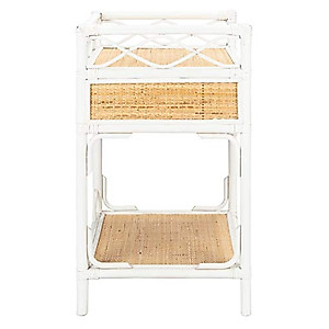 Safavieh Home Collection Rumi White and Natural Rattan 1-Drawer 1-Shelf Nightstand