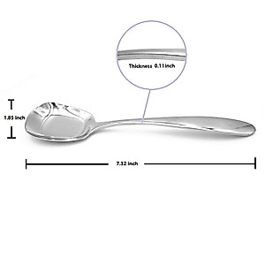 ERCRYSTO Stainless Steel Square Spoons, Rice Spoons, Soup Spoons, Mirror Polish, Set of 3 (Large)