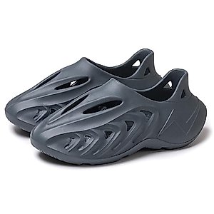 Foam Runner Hollow Walking Sneakers for Women Men Casual Cloud Slides Soft Non-Slip Water Shoes Outdoor Beach Pillow Sandals(Grey-11-11.5 Women/9.5-10 Men)