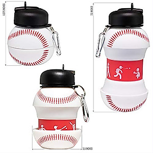 Maccabi Art Clip-On Collapsible BPA-Free Silicone Baseball Water Bottle for Kids, 18 Oz. Size