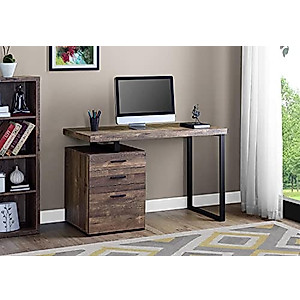 Monarch Specialties Computer Desk with File Cabinet - Left or Right Set- Up - 48"L (Brown Reclaimed Wood Look)