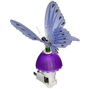 AMZSTAR Kids Night Light,Fiber Optic Butterfly Plug LED Color Change Night Light Decor Lamp Gift Toy (Purple)