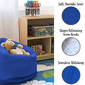 Factory Direct Partners 10477-BL SoftScape Classic 26" Junior Bean Bag Chair, Furniture for Kids, Libraries or Home - Blue