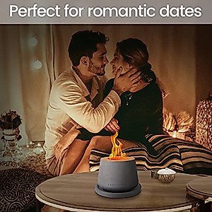 Kante Concrete Tabletop Fire Pit, Table Top Fire Pit, Tabletop Fireplace, Indoor Fire Pit, Portable Mini Table Top Fire Pit Bowl for Gift,Dark Base