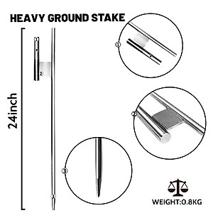 QSUM Swooper Flag Pole Kit, 11ft Windless Swooper Flagpole Fits 8ft Flags with Stainless Aluminum Alloy, Heavy Duty Ground Stake Base, for Outdoor Business Advertising