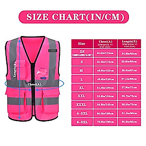 A-SAFETY Pink Safety Vests for Women,Working Safety Vest with Reflective Strips,XXL
