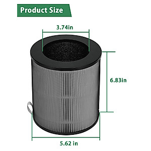 JF100 Replacement Filter Compatible with JF100 Air Purifier, 3-IN-1 True HEPA and High-Efficiency Activated Carbon Filter, JF100 Filter, 2 Pack