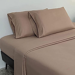 ORIENT Microfiber King Sheets Set,Hotel Luxury Soft Microfiber Bed Sheets Set,Extra Easy Fit Home Sheet Set, Wrinkle, Fade, Deep Pocket Fitted Sheet,Bedding Flat Sheet, Pillow Cases (Beige, 4-Piece)