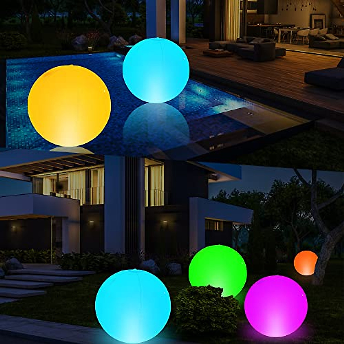 SEMANJLL 2 PCS Floating Pool Lights,16 Colors Changing Remote Control LED Ball Lights,16" IP68 Waterproof Pool Glow Ball Lights, Light Up Glow Balls for Pool Beach Garden Patio Decorative Night Light