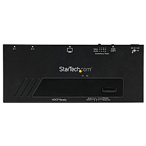 StarTech.com 2 Port HDMI Switch w/ Automatic and Priority Switching - 2 In 1 Out HDMI Selector with Automatic Priority Switching – 1080p, TAA (VS221HDQ)