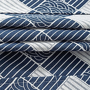 Mvchifay Washing Machine Cover Dustproof Cotton Fridge Cover Decorative Top Load Cover with Side Storage Pockets 54x23inches (Blue cube grids)