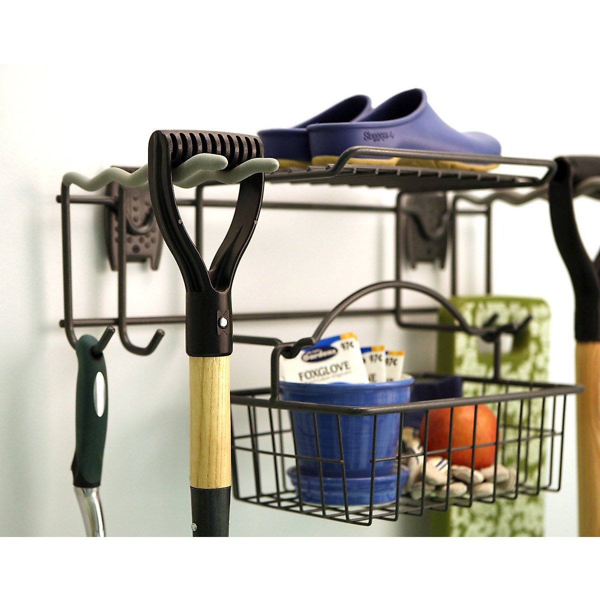 Organized Living 7115520050 Activity Organizer Garden Rack with Basket,Granite Gray