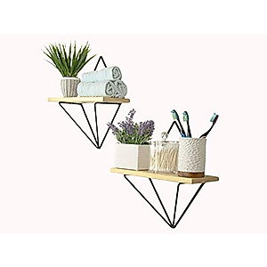 Essential Home Design Floating Geometric Shelves Set of 2, Hanging Floating Display for Bathroom, Nursery, Bedroom, Office, Living Room
