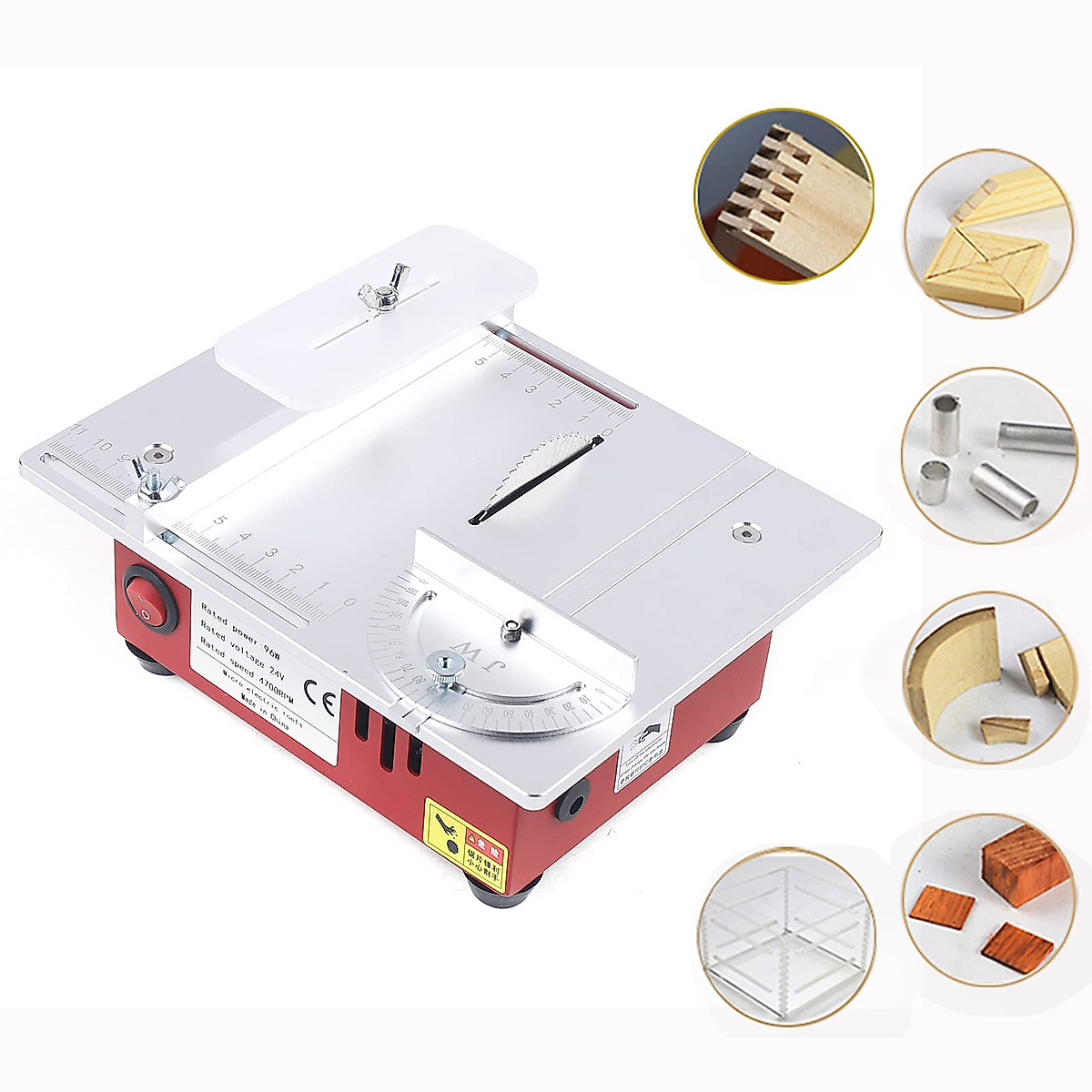 Mini Table Saw,Mini DIY Table Saw Table Woodworking Cutting Machine Acrylic Wood PCB Cutter with Adjustable Speed for Hobby Handmade Wooden Model Crafts Making