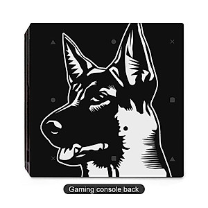 German Shepherd Head Decal Cover Sticker for PS-4 Slim PS-4 Pro Decal Sticker Compatible with PS-4 Controller Funny