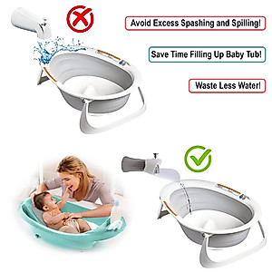 Bath Helper - Bath Tub Faucet Extender - Guides Water Directly from Faucet to Baby Bath Tub Without Excessive Water Waste and Splashing, 1 Pack (Clear White)