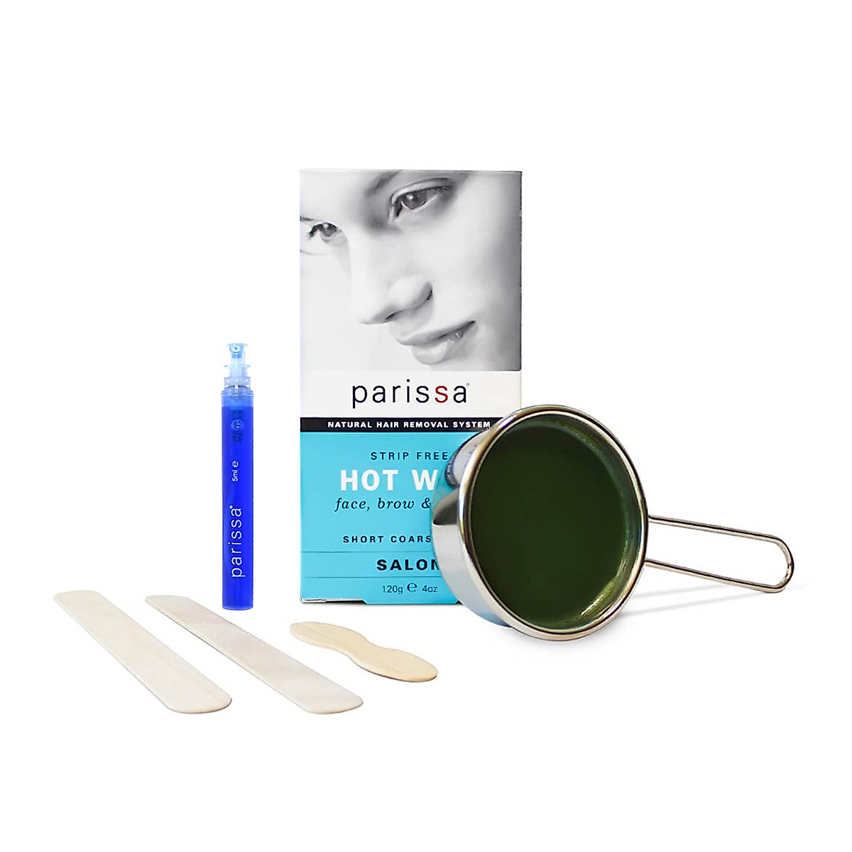 HOT (Hard) Wax Strip-Free (120g), Parissa Salon Style Hair removal waxing Kit for bikini, brazilian, face, upper lip, Eyebrow With after care Azulene oil