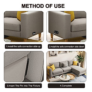 Cionyce 4 Pcs Sectional Couch Connectors, Pin Style Furniture Connector Sectional Sofa Connector Bracket(Black)