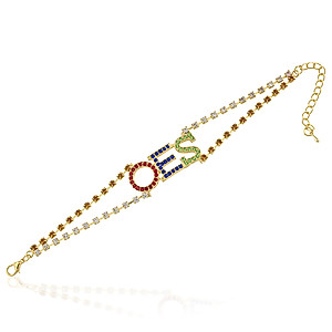Order of the Eastern Star "OES" Sparkling Crystal Bracelet (Gold Toned)