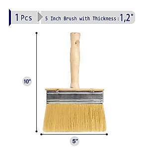 BKTLCAU Deck Brush for Deck Stain Applicator，5” Paint Brush for Quick Decking，Stain Brushes for Walls and Furniture Paint Application，Wide Paint Brushes, Wooden, 5-inch