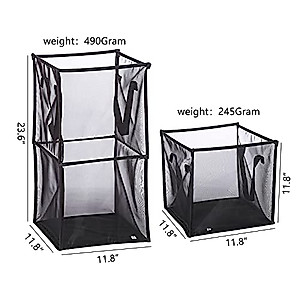 2 PC Folding Mesh Laundry Basket Dorm Laundry Bag Mesh Laundry Hamper Foldable Collapsible Laundry Tote Mesh Baskets Portable Mesh Carrier Pop Up Hamper for Laundry Room, Apartment(Grey, 2 Layer)