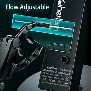 CHERLAM Aquarium Surface Protein Skimmer,3W Fish Tank Protein Skimmer,3 in 1 Aquarium Oil Skimmer for Sea and Fresh Water, Internal Filter Wall Mounted Fish Tank Surface Protein Skimmer