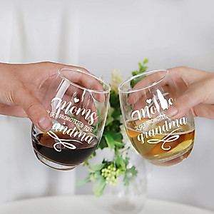 The Best Moms Get Promoted to Grandma Wine Glass Promoted to Grandma Wine Glass from Grandson Granddaughter Stemless Wine Glass for Grandma Mother's Day Birthday Christmas Gifts 15 Oz