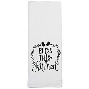 fillURbasket Cute Kitchen Towels Set, Fun Dish Towels with Sayings Faith, Blessed, Family, Love, Home & Dreams Theme, 5 Flour Sack Towels for Dish Drying Decor 16x28 Cotton