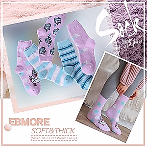 EBMORE Womens Fuzzy Socks Slipper Soft Cabin Plush Warm Fluffy Winter Christmas Sleep Stocking Stuffers Cozy Adult Socks（Unicorn(5 Pairs)）