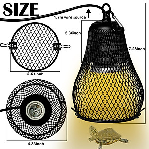 Reptile Heat Lamp,UVA UVB Reptile Light Anti-Scald Heater Guard Turtle Basking Heater Lamp with Guard for Lizard,Snake, Parakeets Parrots Chameleon, Amphibian Bird Supplies(2 Bulbs 25W+50W)