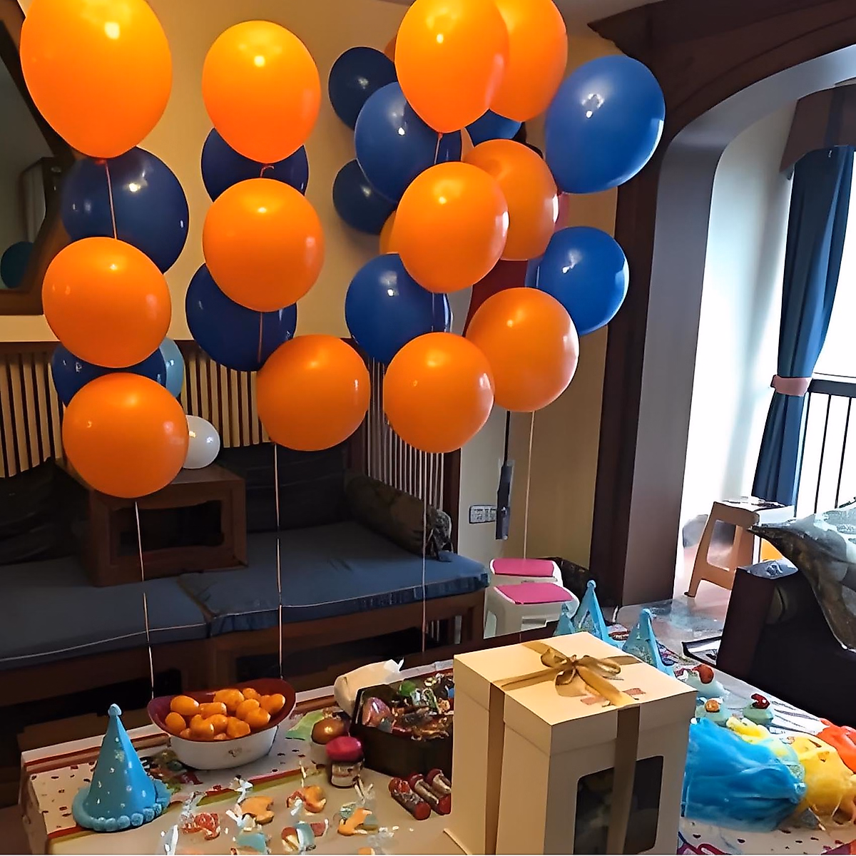 Orange and Blue Balloons for Graduation Baby Shower Wedding Birthday Family Parties Decoration,80Pcs 12inch