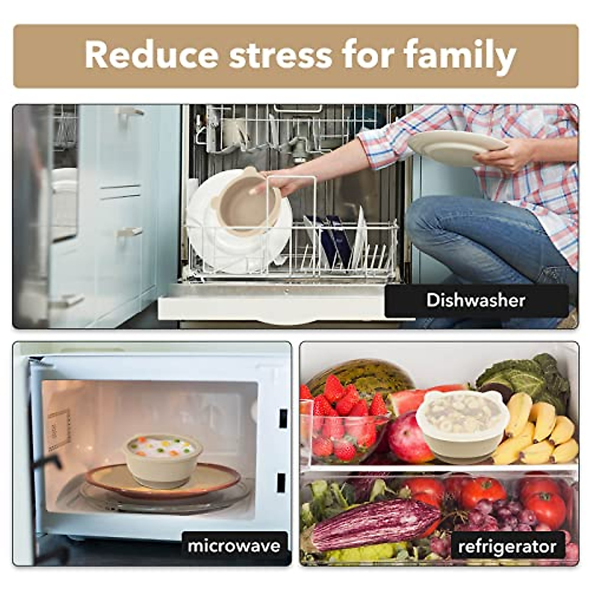 Silicone Suction Bowls For Baby, Leakproof Baby Bowls And Spoons With Lid, Safe Baby Solid Food Feeding Set, Bpa-Free Baby Led Weaning Supplies, For 6-36 Months Babies Kids Toddlers Infants White