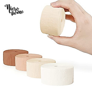 NICROHOME Wedding Party Decorations, 8 Rolls Creamy White Crepe Paper Streamers, Tassels Streamer for Wedding, Engagement, Birthday, Bridal Showers Party Supplies, 82 ft