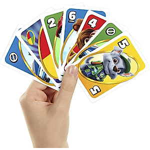 Mattel Games UNO Junior PAW Patrol Card Game with 56 Cards 2-4 Players, Gift for Kids 3 Years Old & Up