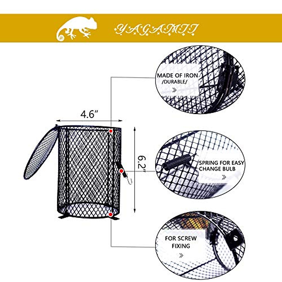 Reptile Anti-Scald Lamp Covers Heater Guard for Cage,Lights Bulb Lampshades for Lizards Spider Scorpion Protection Reptiles Supplies Industrial Grade(Round-Medium)