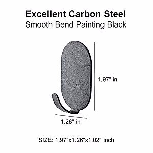 OKAKA Heavy Duty Adhesive Hooks Carbon Steel Wall Hooks for Bathroom Kitchen Home Sticky Hooks Metal Black10 Pack