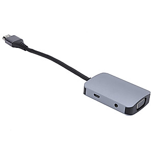 HDMI to VGA with Audio Adapter, 4 in 1 HDMI Converter o HDMIVGAMicro USB+3.5mm Audio Adapter Docking Station, Compatible for Computer, Desktop, Laptop, PC, Monitor, Projector,