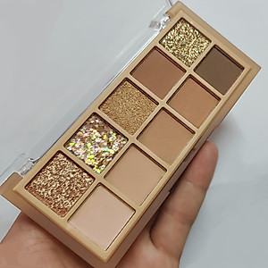 Go Ho 10 Colors Eyeshadow Palette,Matte&Glitter&Shimmer Eyeshadow Makeup,High Pigment Blendable Shades,Naturing-Looking,Waterproof Eyeshadow Makeup Palette,02