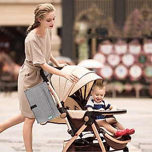 Baby Portable Changing Pad, VHOPMORE Detachable Waterproof Changing Mat with Head Cushion and Pockets, Baby Travel Diaper Bag Changing Station Kit Baby Shower Gift for Newborn Boy & Girl