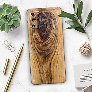 DesignSkinz Raw Wood Planks V10 Protective Vinyl Decal Wrap Skin Cover Compatible with The Samsung Galaxy S20 (Screen Trim & Back Glass Skin)