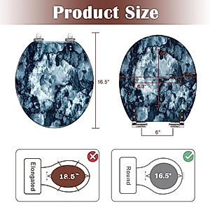 Round Toilet Seat Marble stone texture Abstract mottled grunge texture pattern wall old Resin Toilet Seat Quietly Slow Close with Quick-Release Hinges Toilet Seat with Cover Easy to Clean Install
