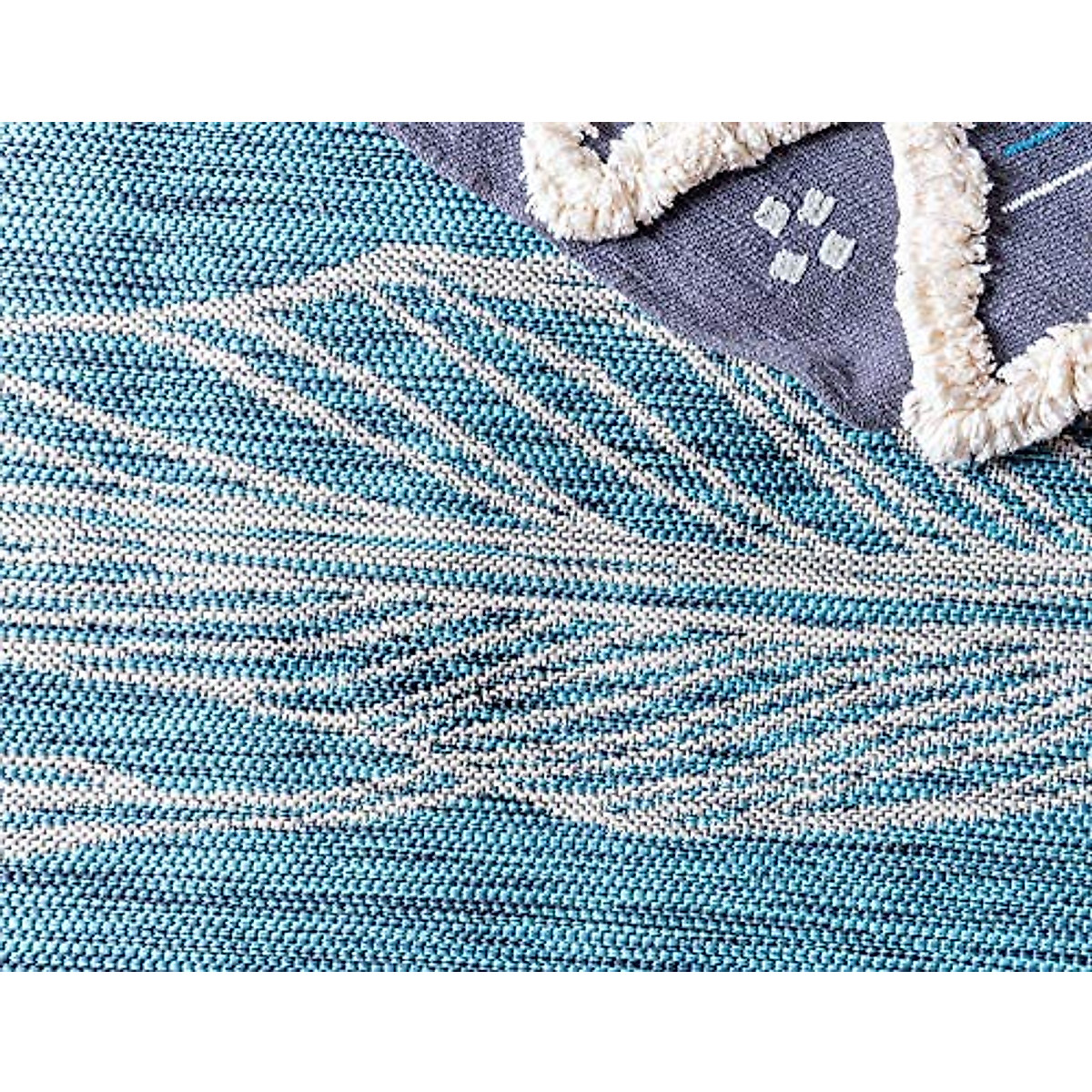 Unique Loom Outdoor Botanical Collection Area Rug - Leaf (6' 1" x 9' Rectangle, Teal/ Ivory)