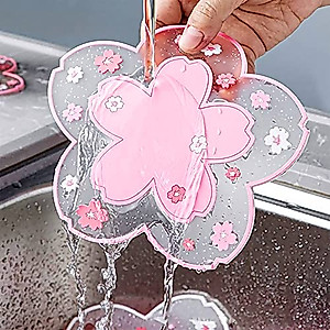 2Pcs Cherry Blossom Coasters for Coffee Table - Heat Resistant Cherry Blossom Decor Non Slip Mat Clear Coasters Table Cup Mat Coffee Mat Gift - Cute Coasters for Drinks Set of 2 for Home, Office, Bar
