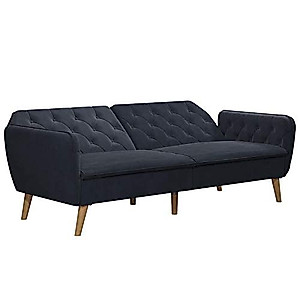 Novogratz Tallulah Memory Foam Futon, Blue Velvet,Width: 83",Depth: 33.5",Height: 32.5",2144679N