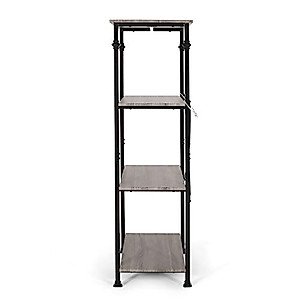 Christopher Knight Home Bauman 4-Layer Bookcase, Gray + Dark Bronze