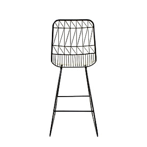 GDFStudio Outdoor Counter Stools, 26" Seats, Modern, Geometric, Black Iron Frames with Ivory Cushion (Set of 2)